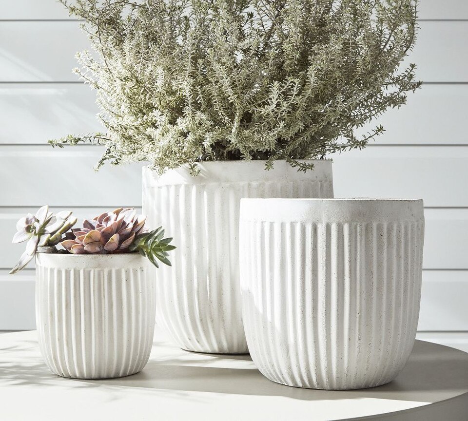 Concrete Fluted Outdoor Planters | Pottery Barn UK