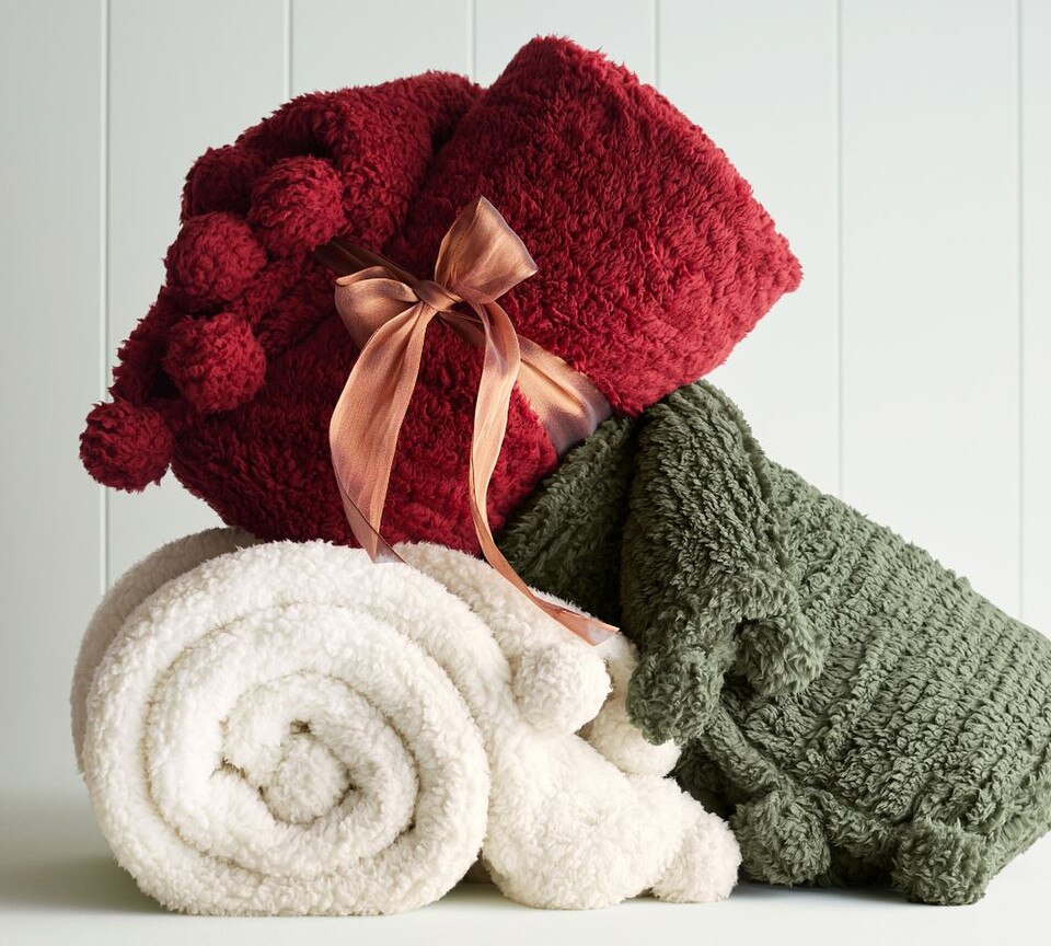 Cosy Pom Pom Sherpa Throw | Pottery Barn UK