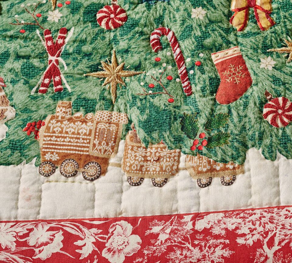 Deck the Halls Christmas Tree Reversible Bedspread | Pottery Barn UK