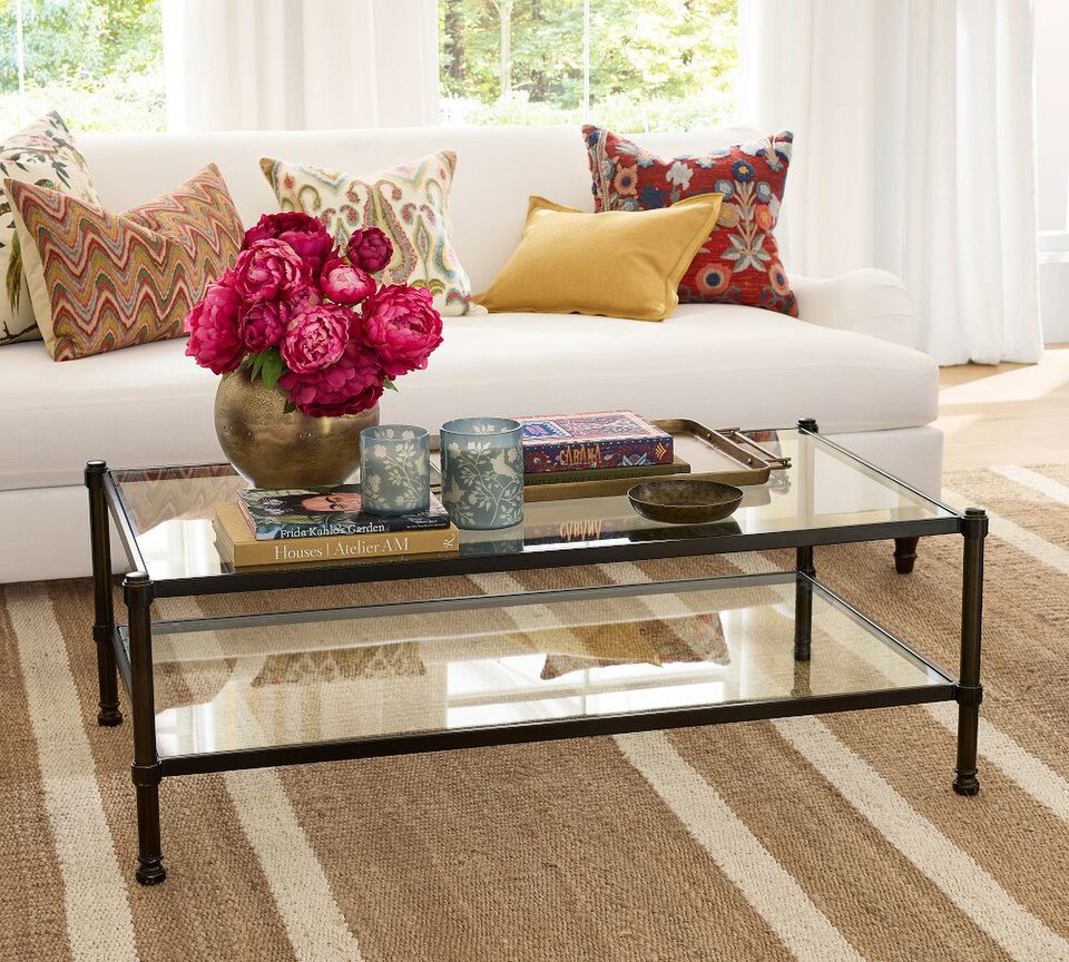 Everson Rectangular Glass Coffee Table (132 cm) | Pottery Barn UK