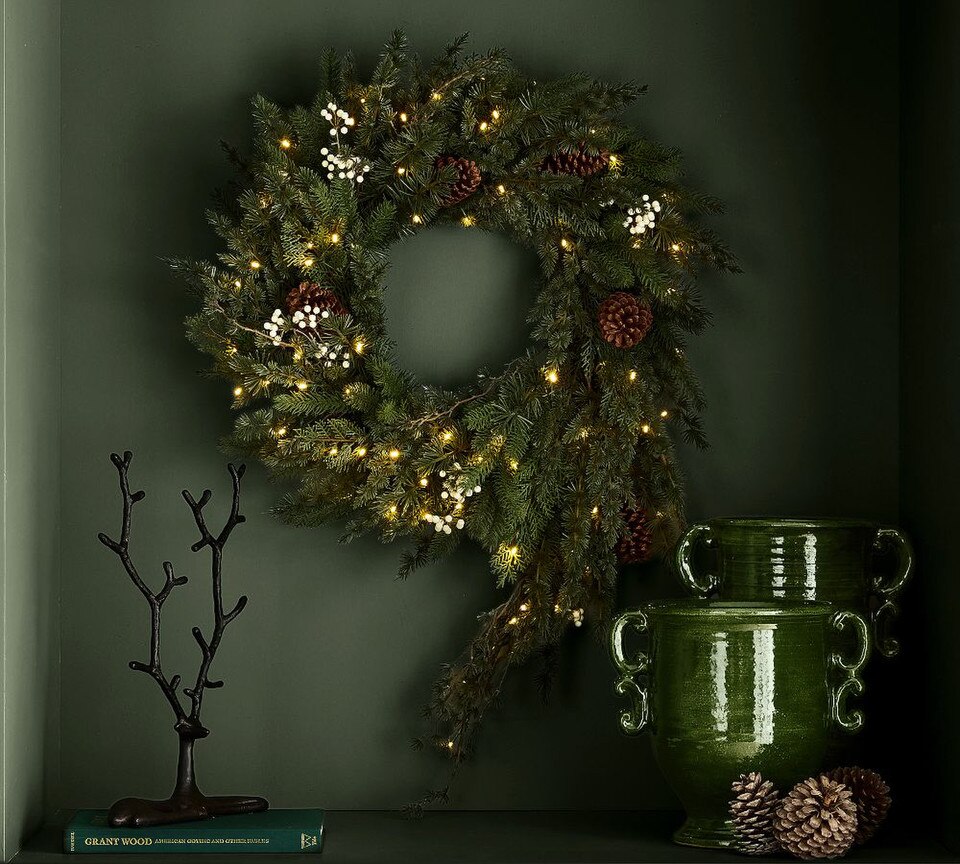 Faux Lit Oversized Avant-Garde Wreath | Pottery Barn UK