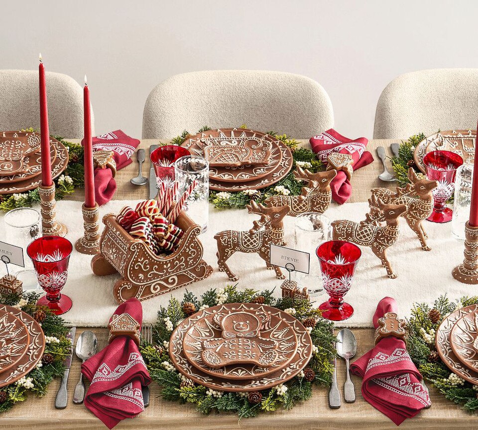 Gingerbread Stoneware Napkin Rings – Mixed Set of 4 | Pottery Barn UK
