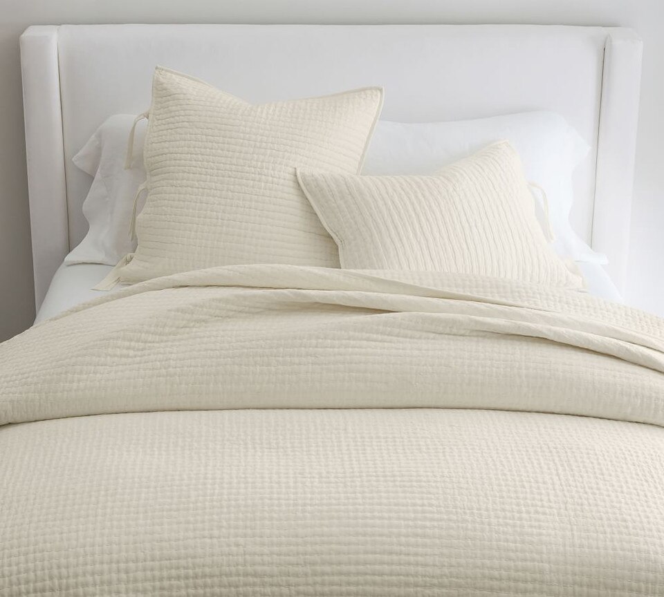 Pick-Stitch Handcrafted Cotton Linen Quilted Pillowcase | Pottery Barn UK