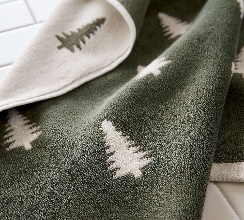 Pine Tree Reversible Jacquard Towel | Pottery Barn UK