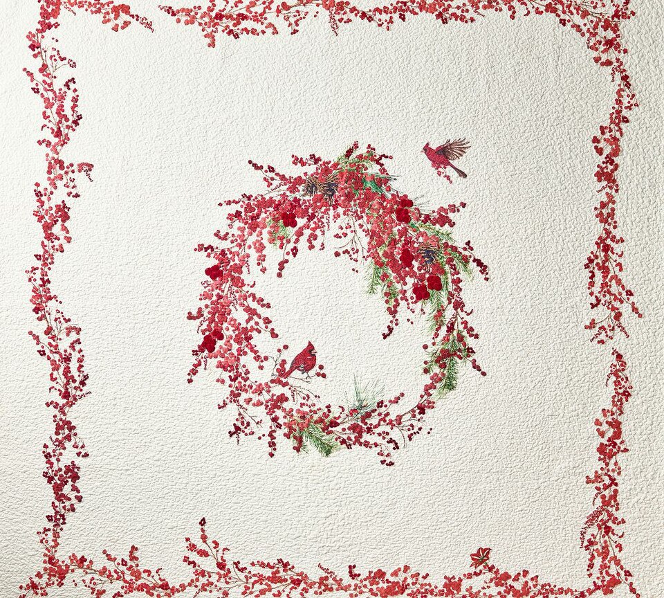 Red Berry Wreath Bedspread | Pottery Barn UK