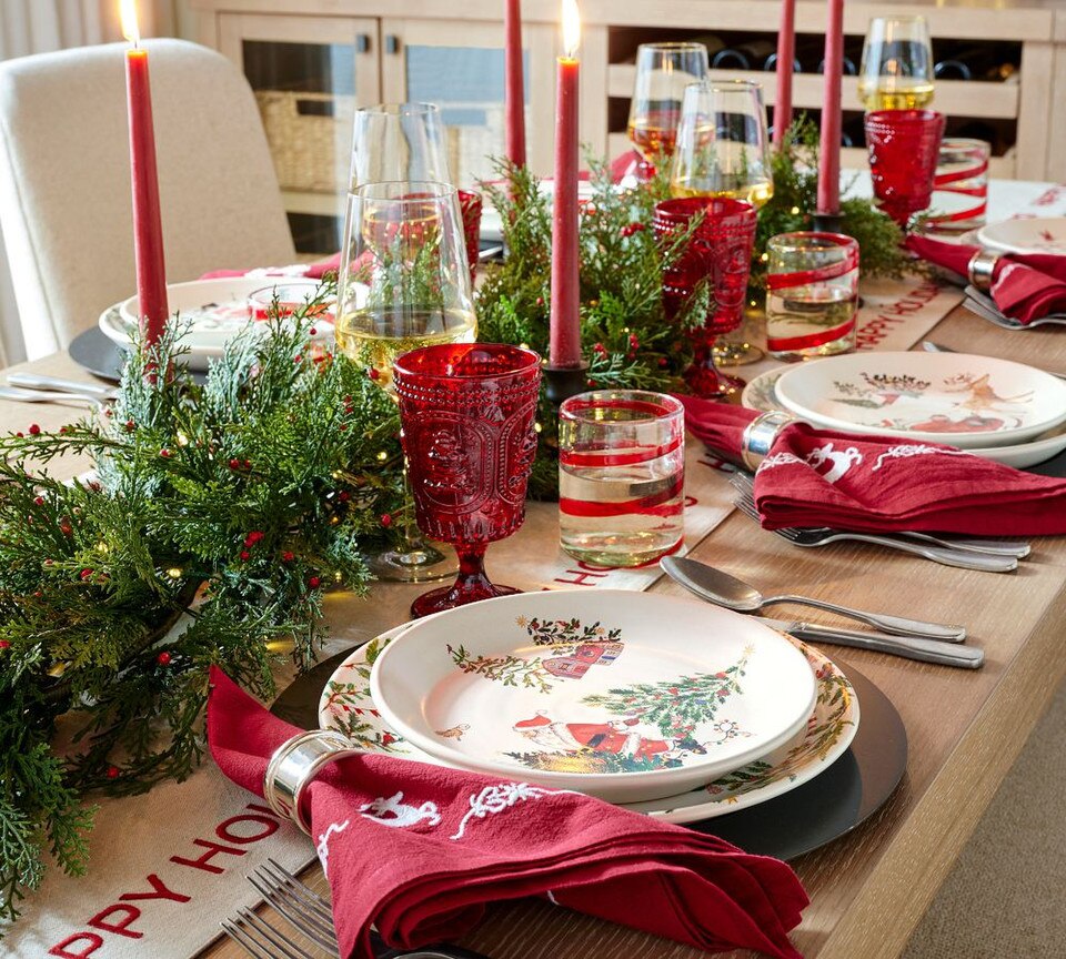 Red Ribbon Handcrafted Drinking Glasses | Pottery Barn UK