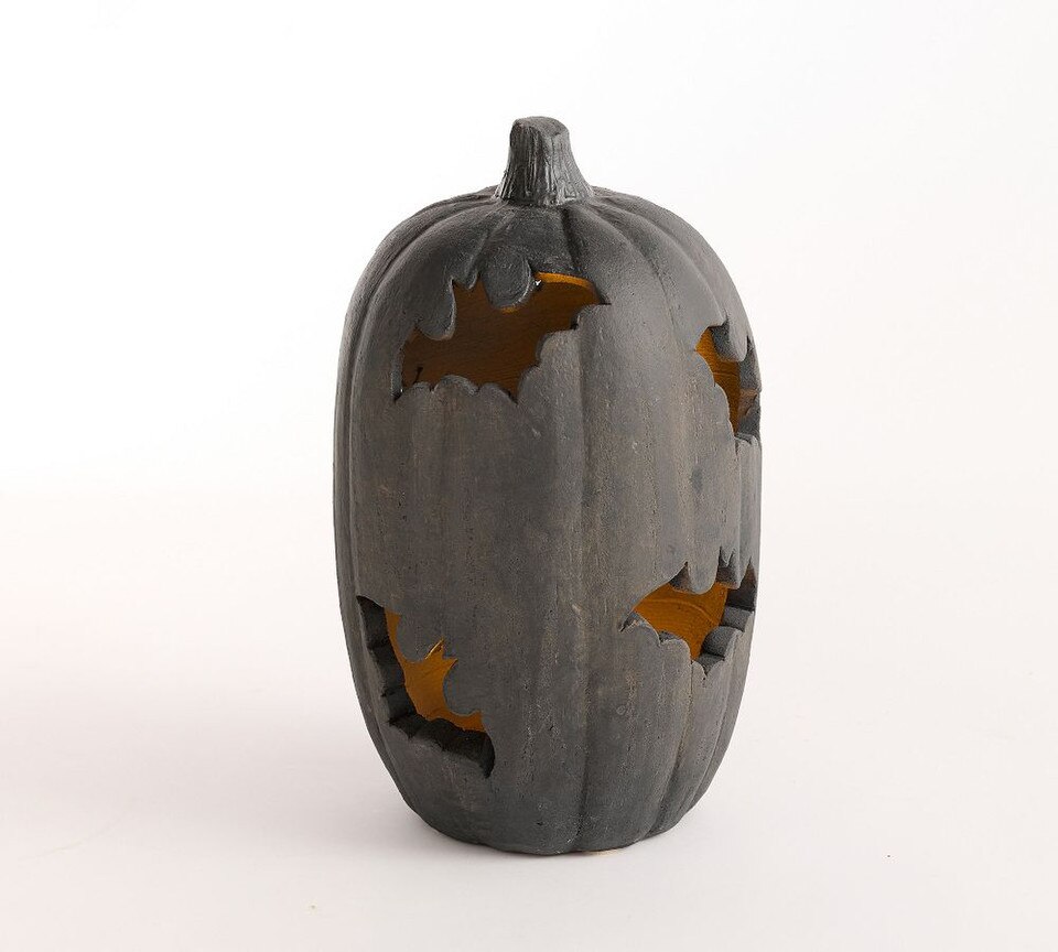 Terracotta Bat Cutout Pumpkin | Pottery Barn UK
