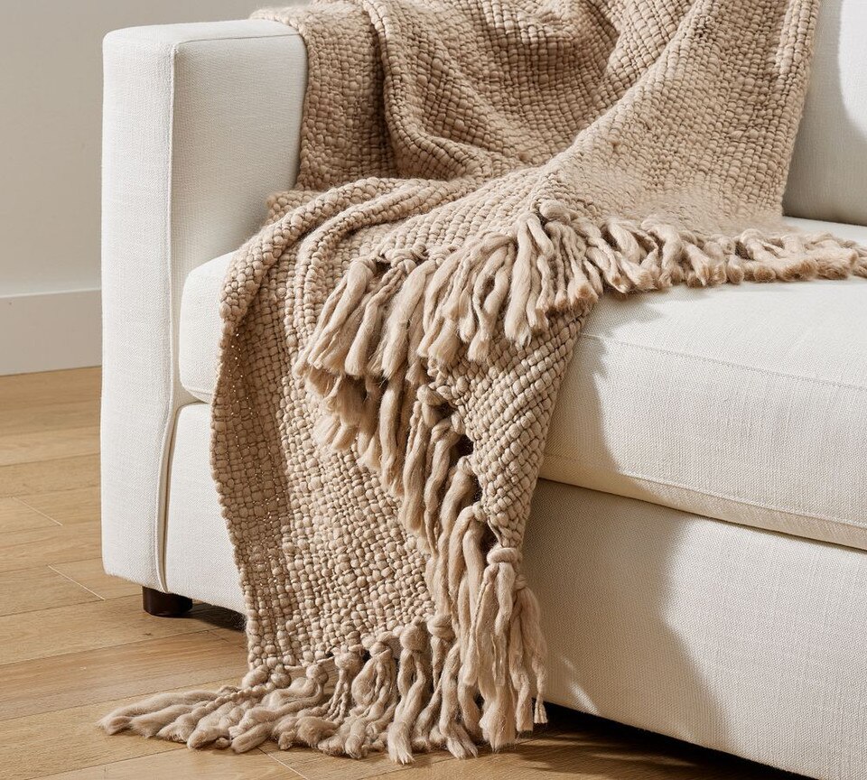 Textured Basketweave Knit Throw | Pottery Barn UK