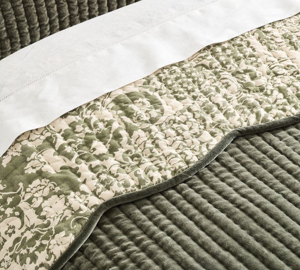 Velvet Scallop Edge Reversible Bedspread | Pottery Barn UK