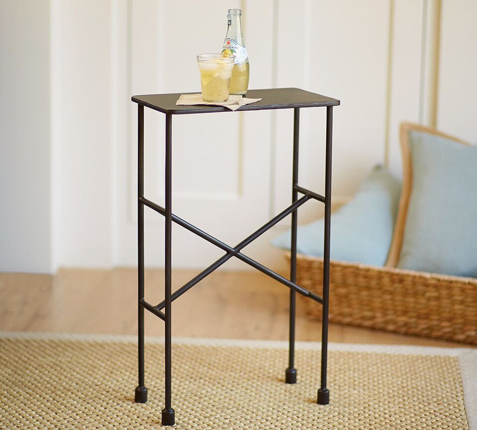 Zane Rectangular Metal Accent Table (36 cm) | Pottery Barn UK