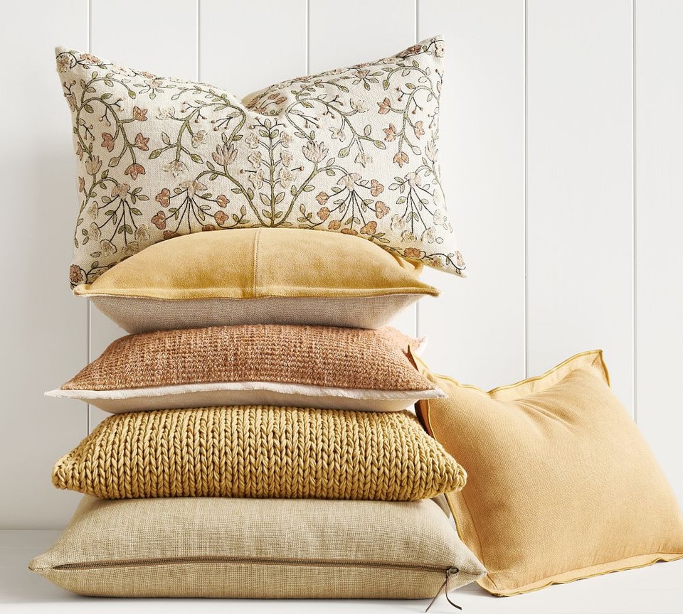 Zea Embroidered Lumbar Cushion Cover | Pottery Barn UK